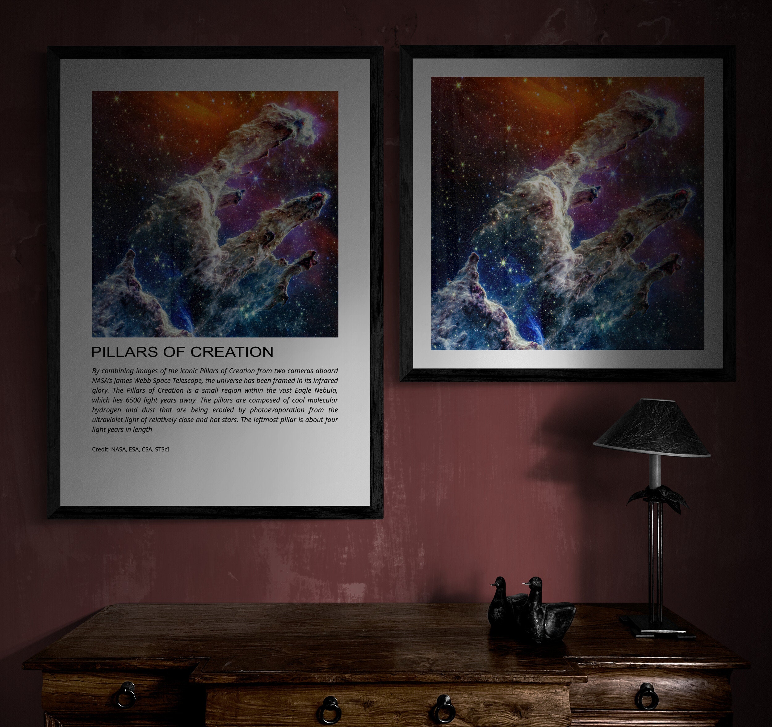 Set of 2 Posters Pillars of Creation, NASA, Astronomy Poster, Digital ...