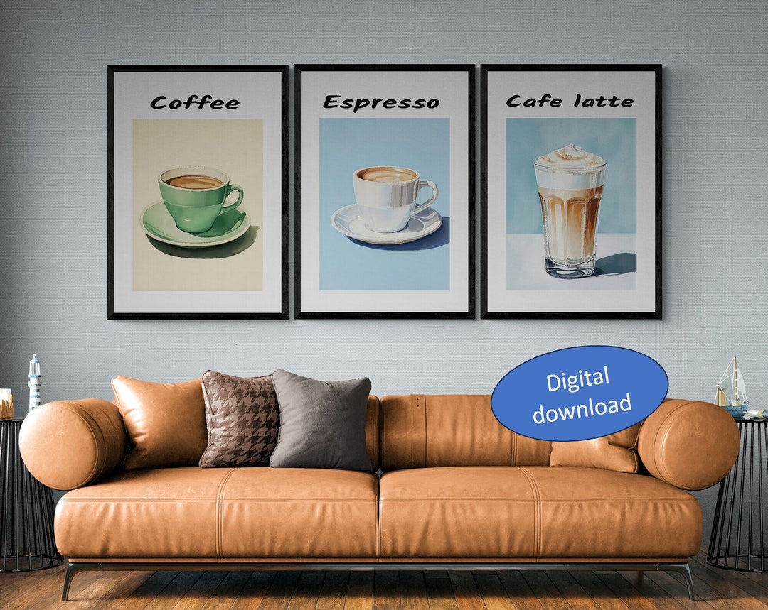 Coffee, Espresso, Cafe Latte, 3 Posters, Digital Download, Cafe ...