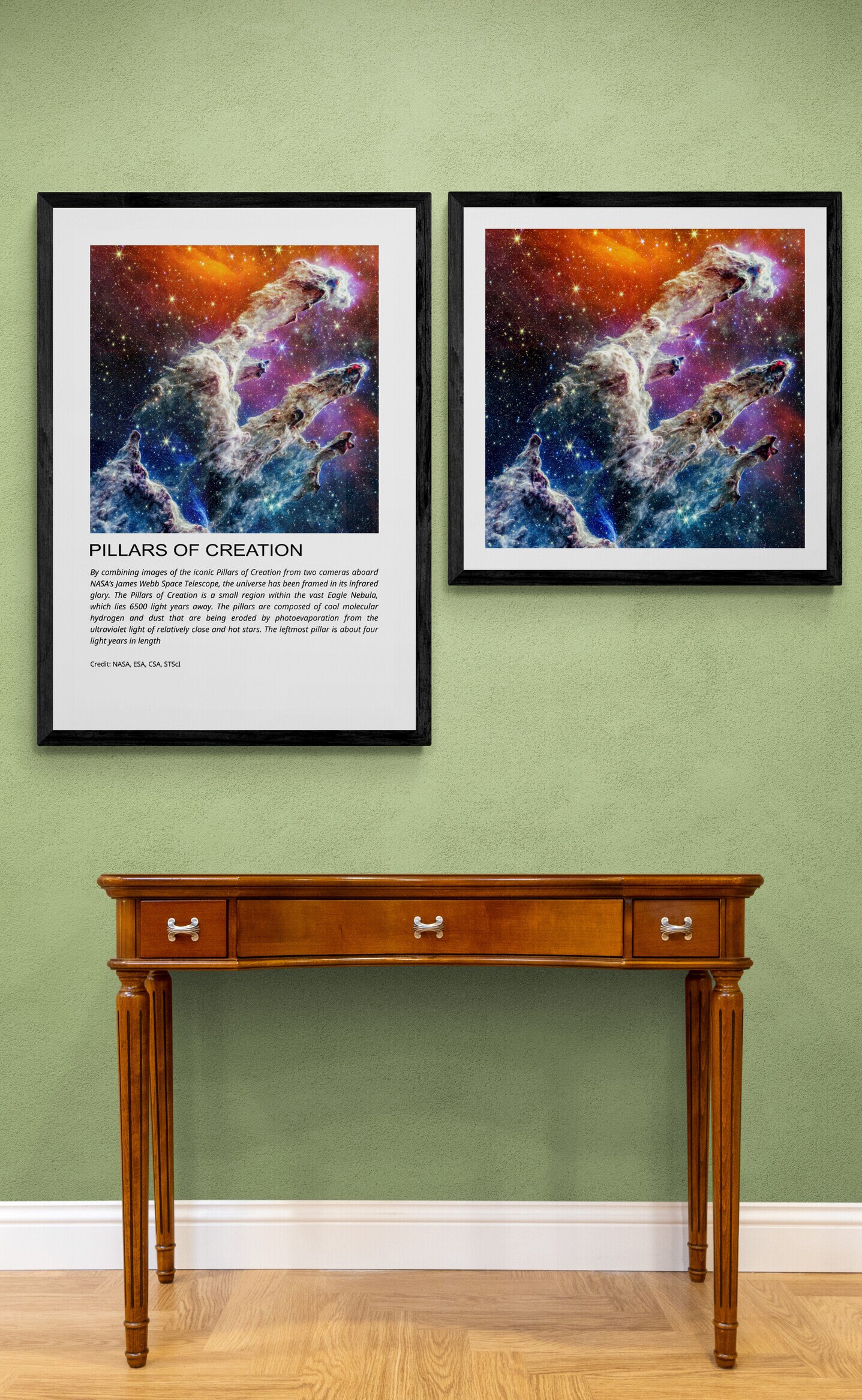 Set of 2 Posters Pillars of Creation, NASA, Astronomy Poster, Digital ...