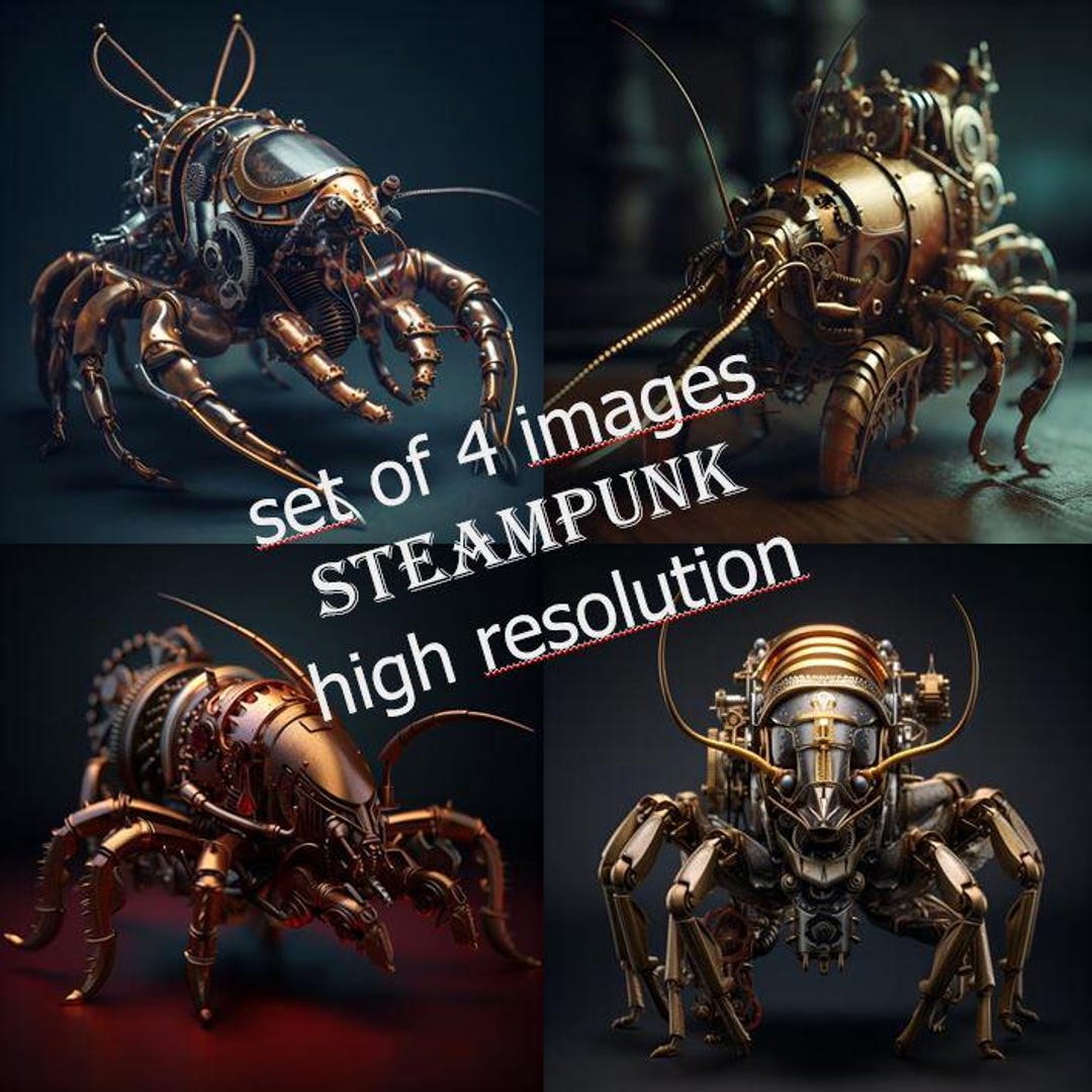 Steampunk Fly, Beetle, Spider, Insect, Digital Art, Set of 4 Images ...