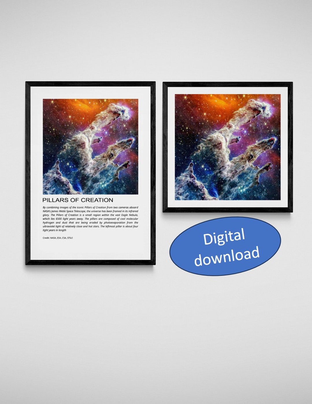 Set of 2 Posters Pillars of Creation, NASA, Astronomy Poster, Digital ...