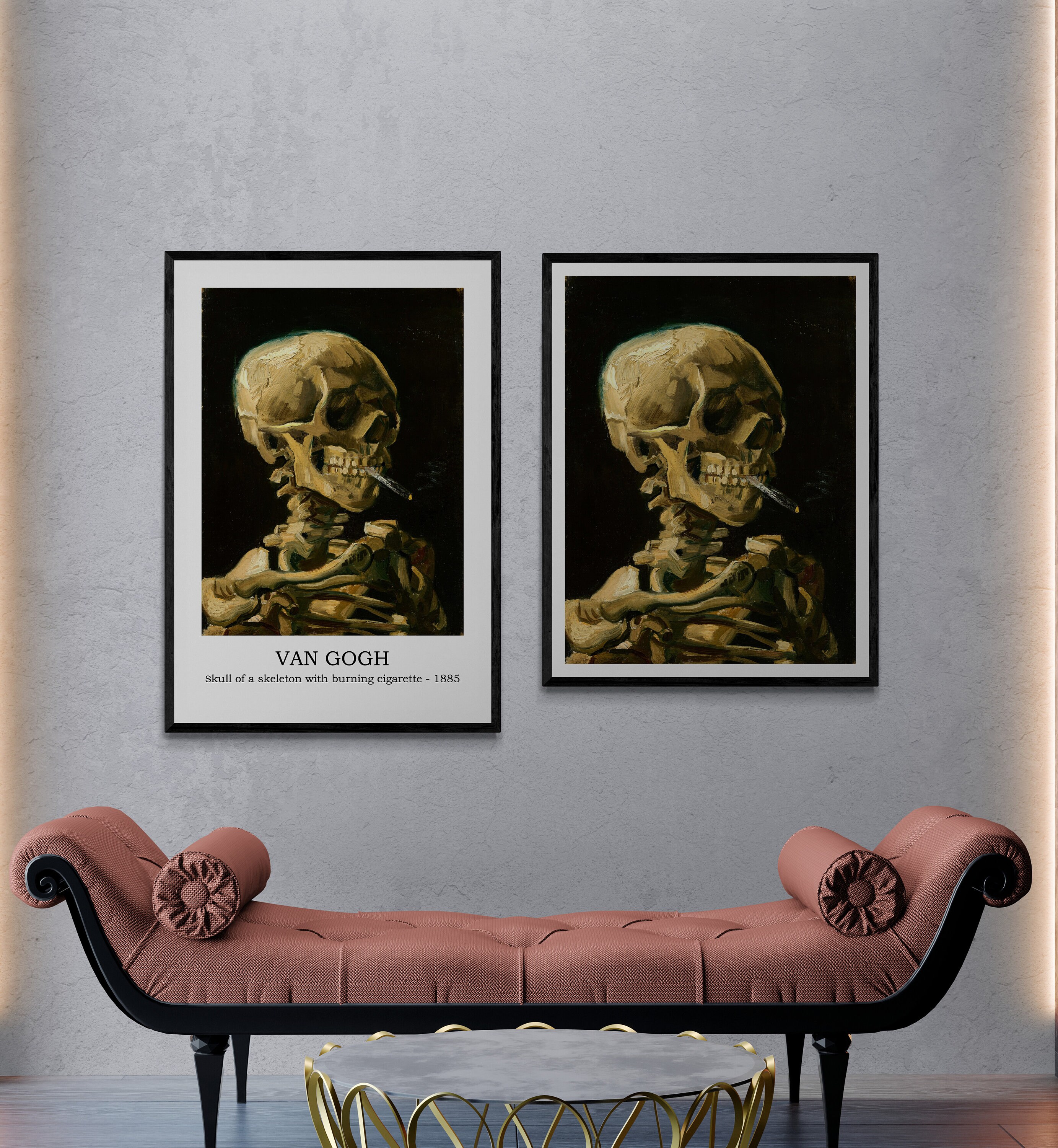 Vincent Van Gogh Skull Painting Skeleton Burning Cigarette Wall Art ...