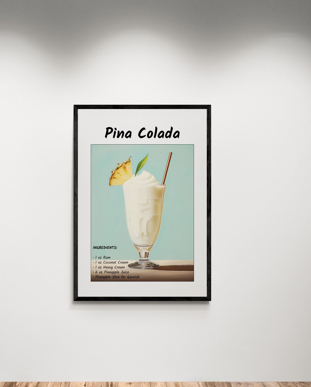 Pina Colada Poster Cocktail Download Classic Cocktail Poster Retro Bar ...