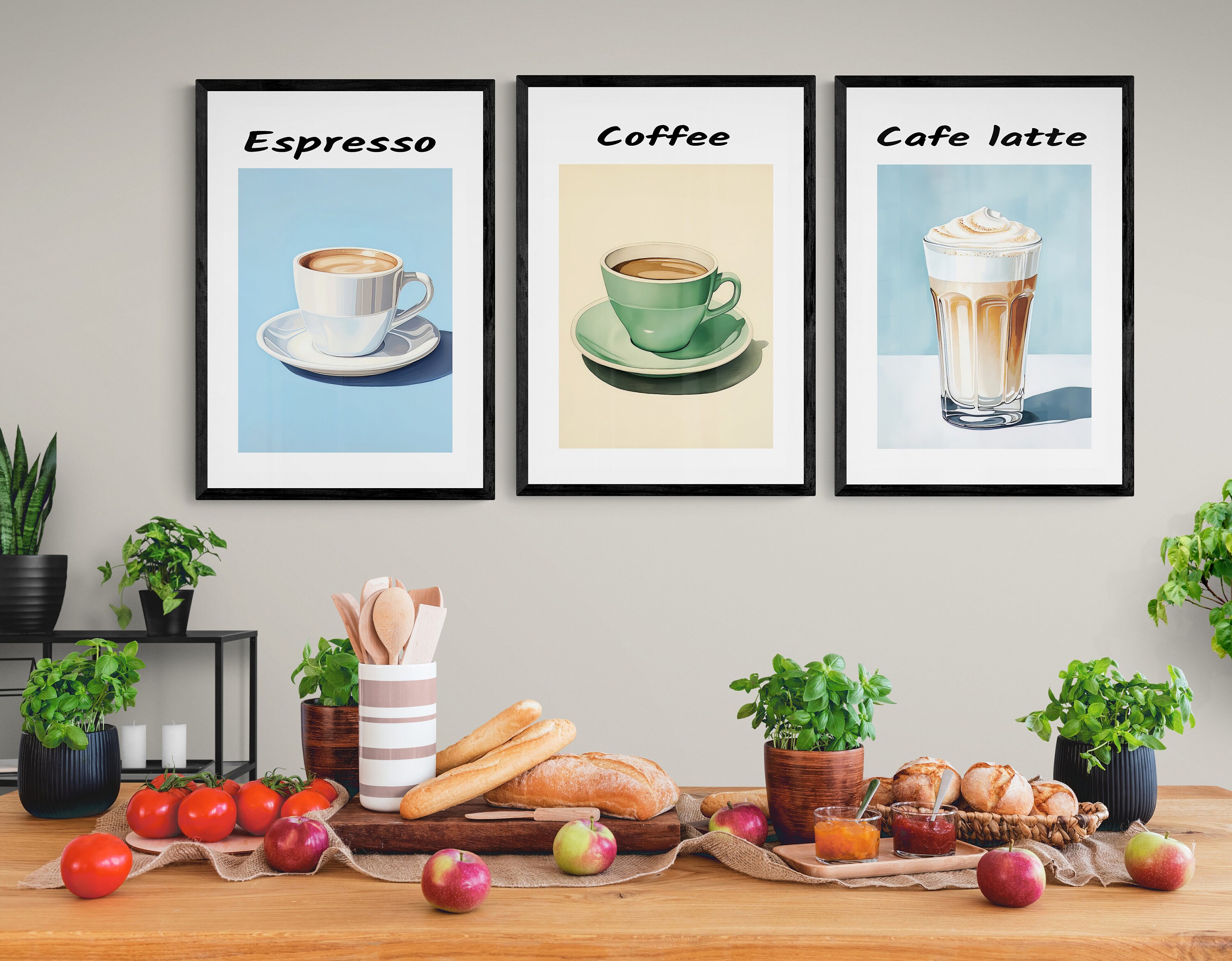Coffee, Espresso, Cafe Latte, 3 Posters, Digital Download, Cafe ...