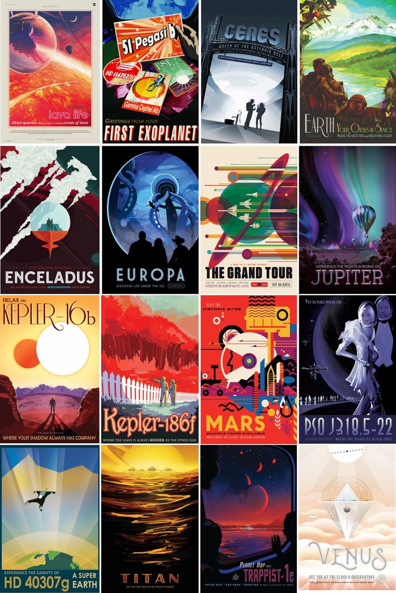 NASA Travel Poster, Digital Download, Space Poster, Digital Wallart, Printable Wall Art, JPL ...
