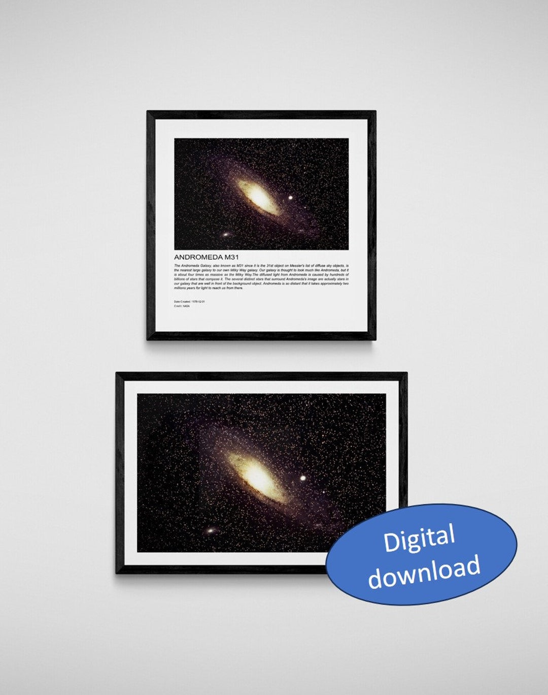 Andromeda Galaxy, Set of 2 Posters, NASA, M31, Astronomy Poster ...