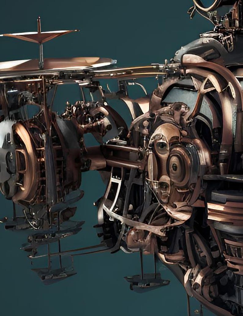 Steampunk Flying Machine, Digital Art, Set of 4 Images, High Resolution ...