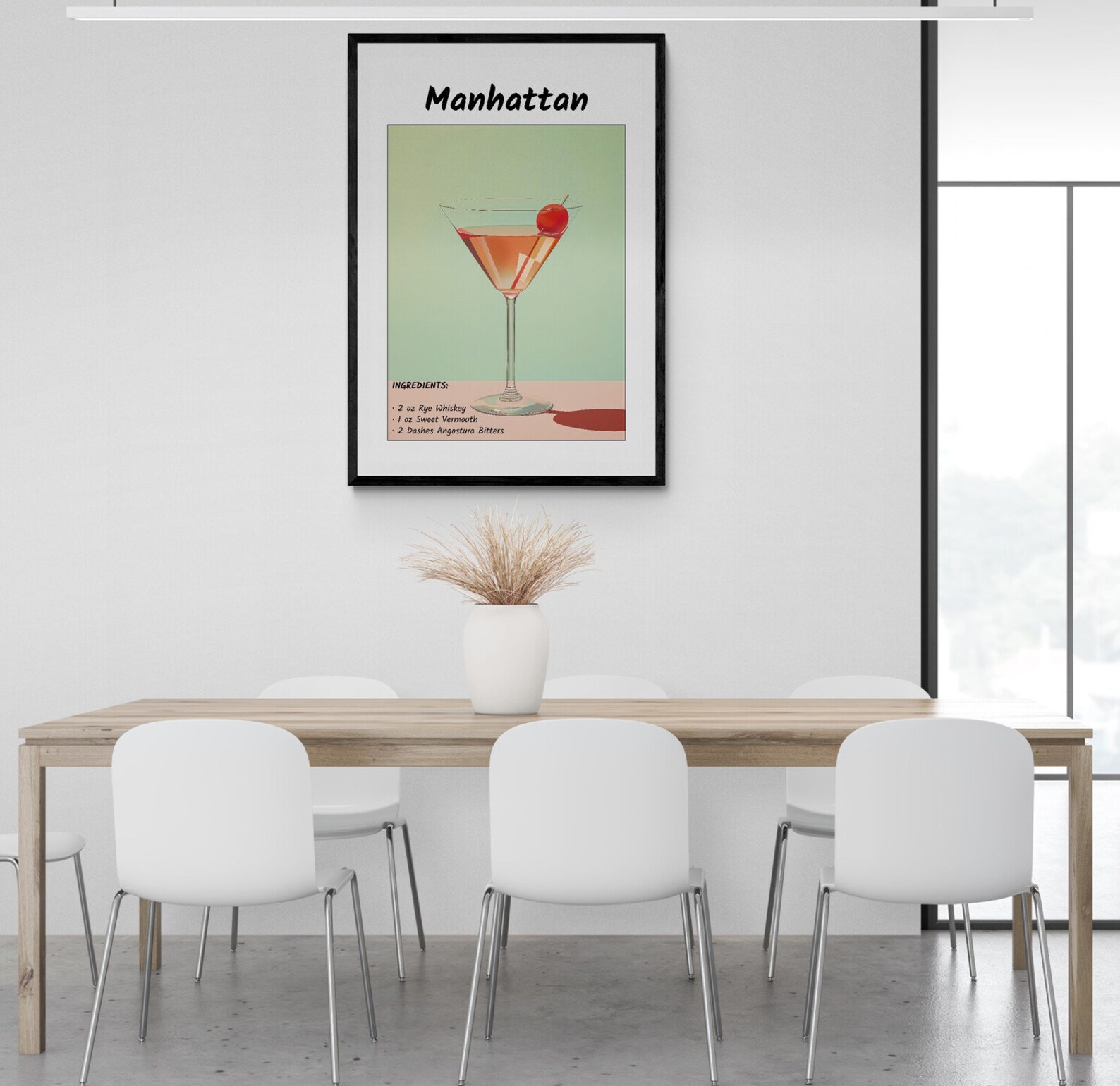 Manhattan Poster Cocktail Download Classic Cocktail Poster Retro Bar ...