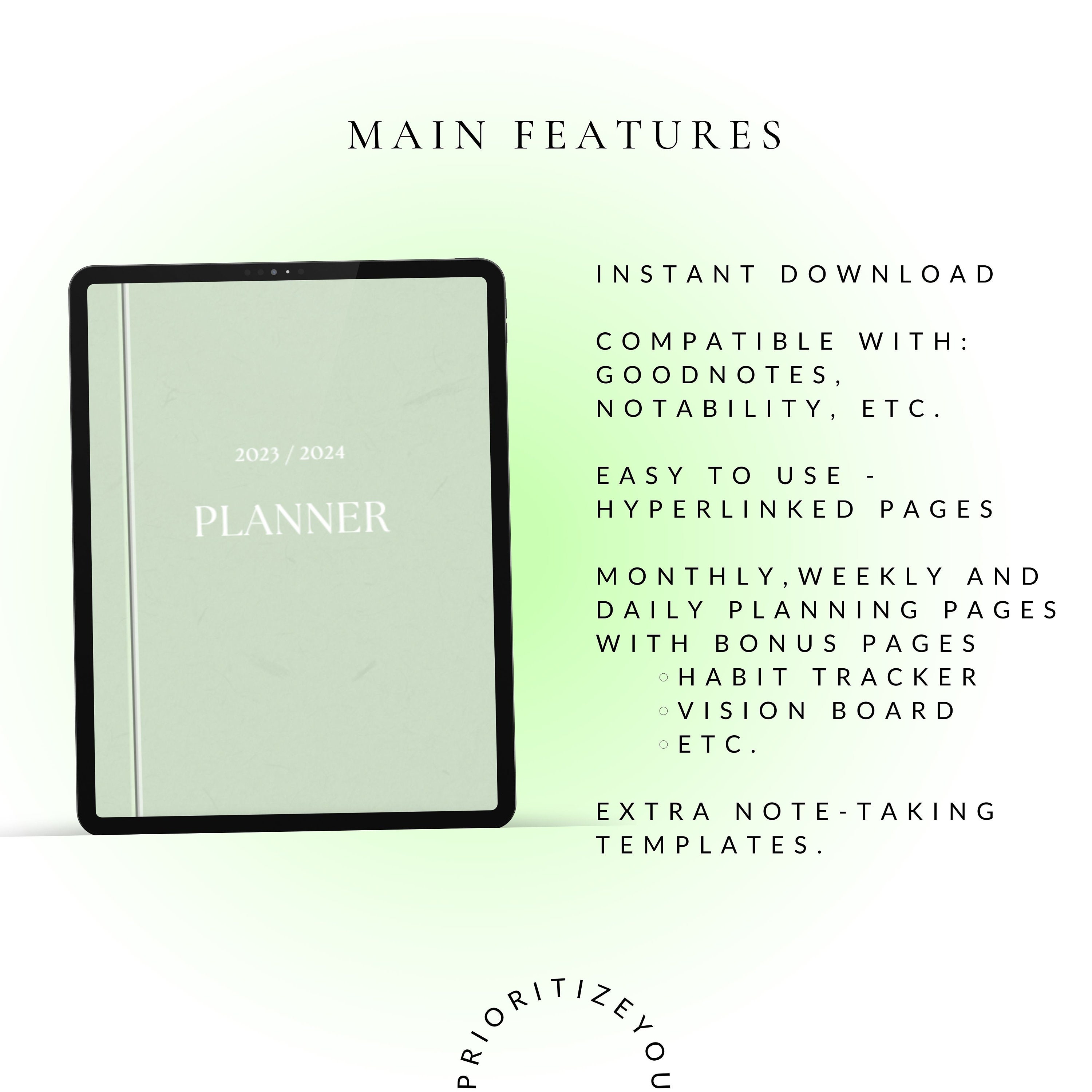 2023-2024 Minimalistic Mid-year Planner Green | Minimalistic | ADHD ...