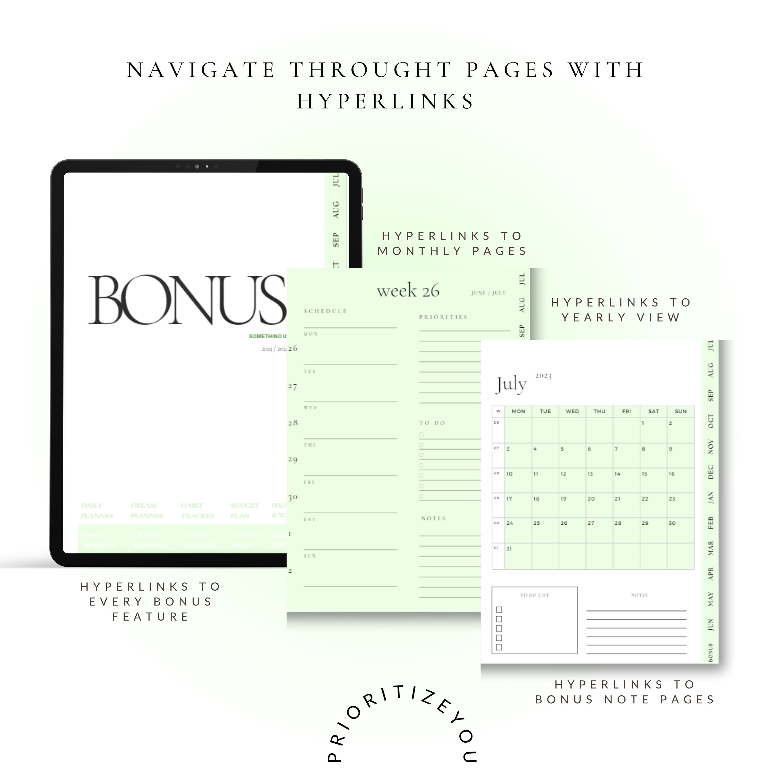 2023-2024 Minimalistic Mid-year Planner Green | Minimalistic | ADHD ...