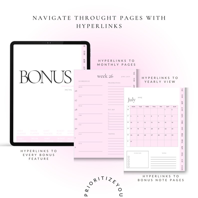 2023-2024 Minimalistic Mid-year Planner Pink Minimalistic - Etsy