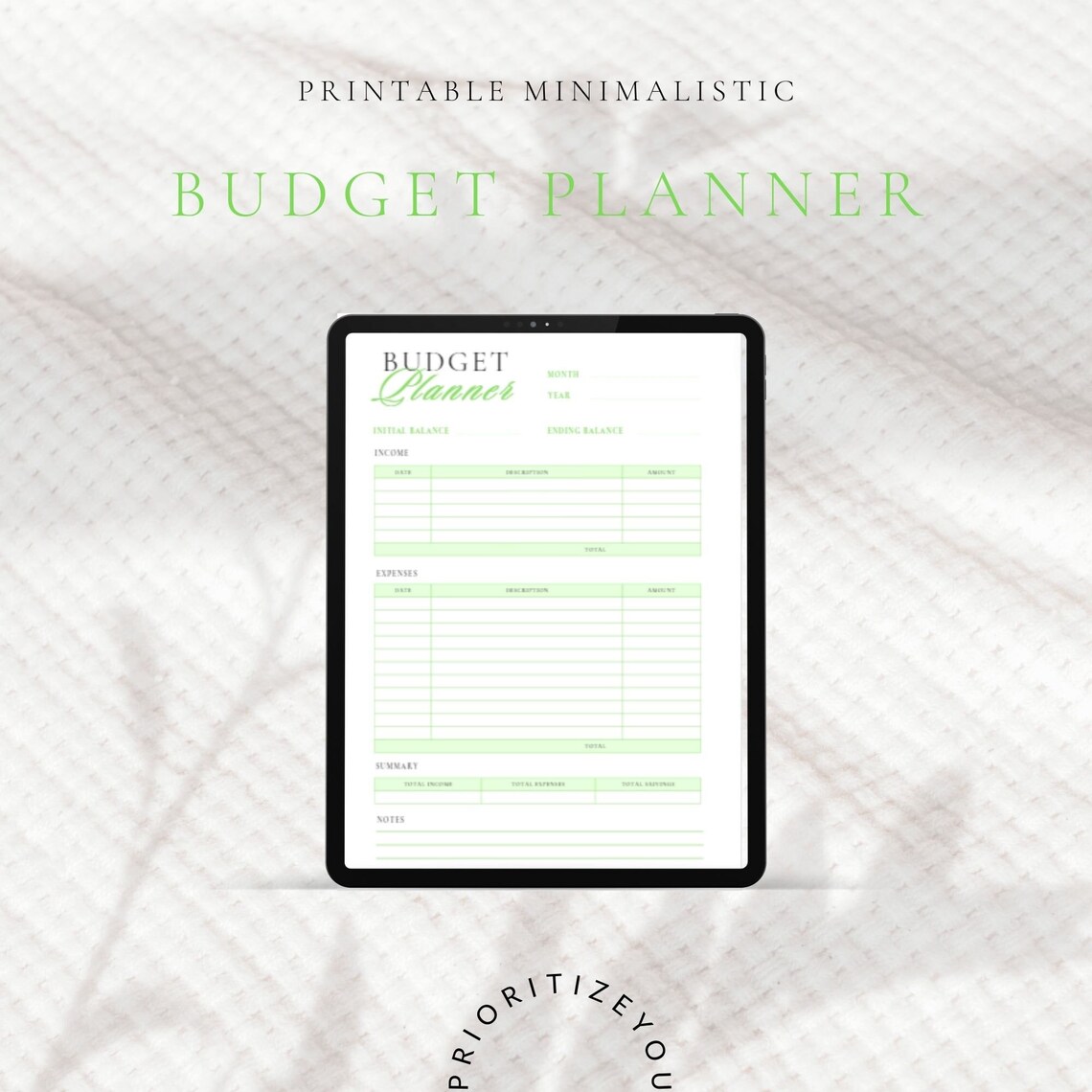 Minimalistic Budget Planner Green | Printable | Digital | Digital ...