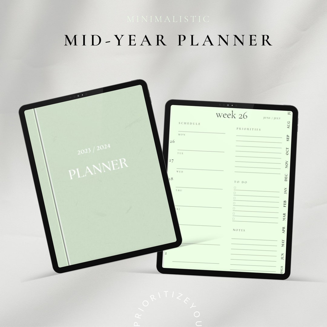 2023-2024 Minimalistic Mid-year Planner Green | Minimalistic | ADHD ...
