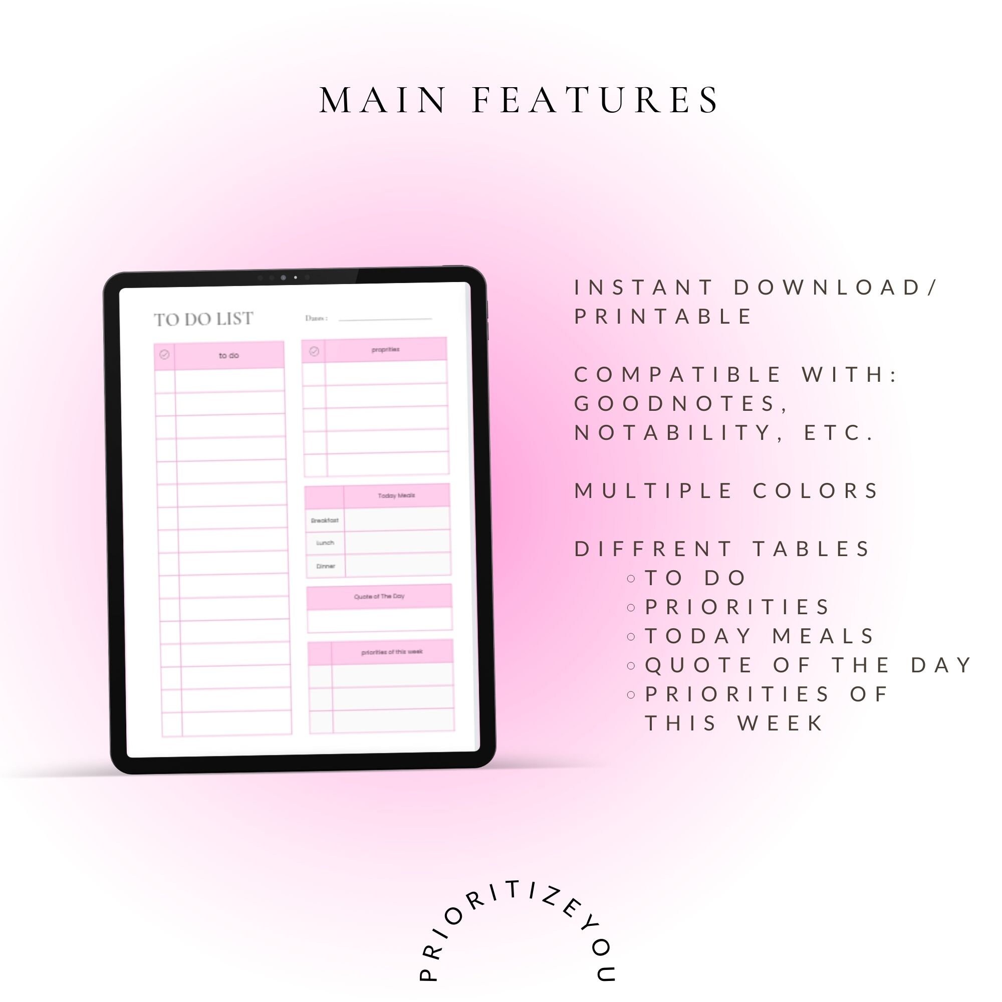 Minimalistic TO DO List Pink | Printable | Digital | Digital to Do ...