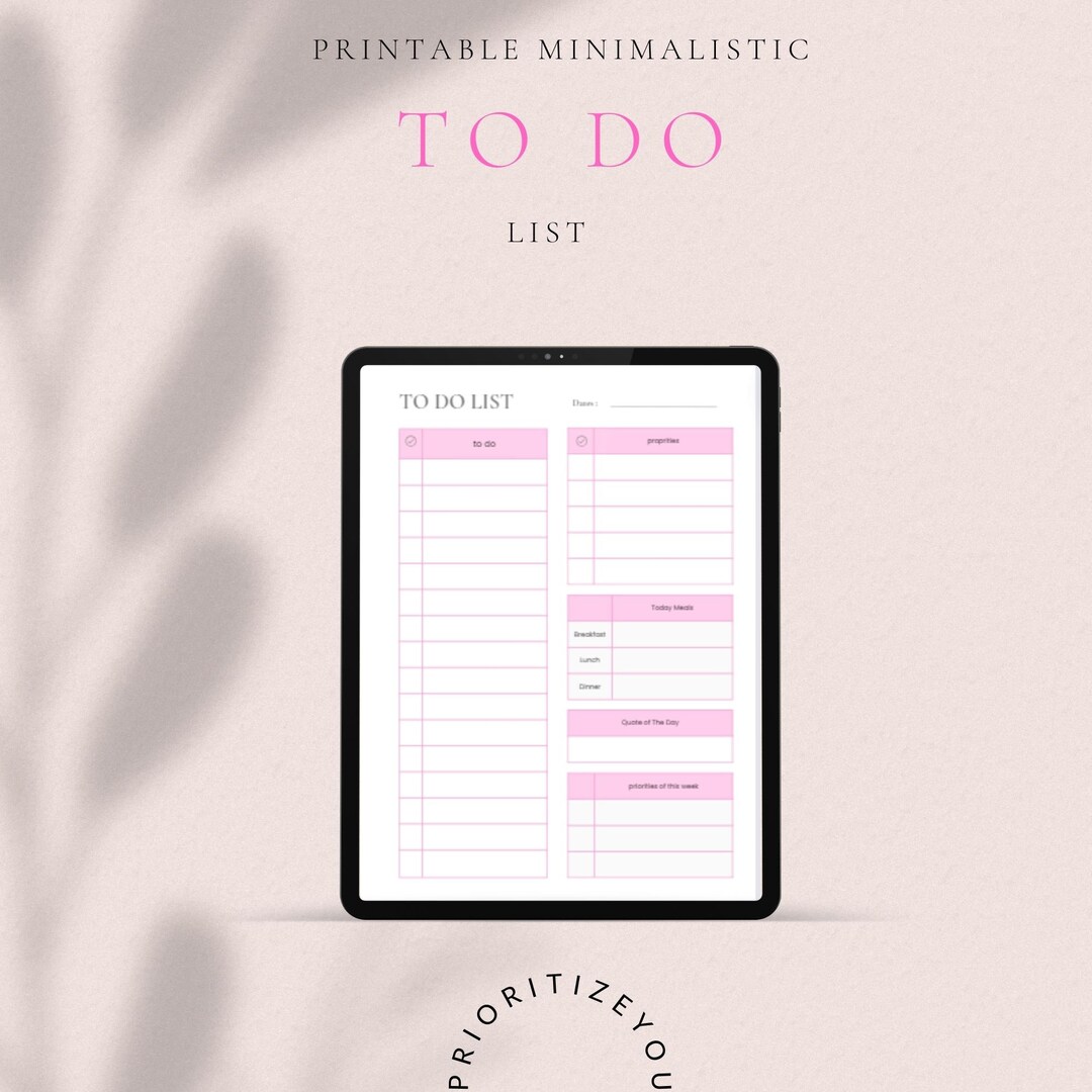 Minimalistic TO DO List Pink | Printable | Digital | Digital to Do ...