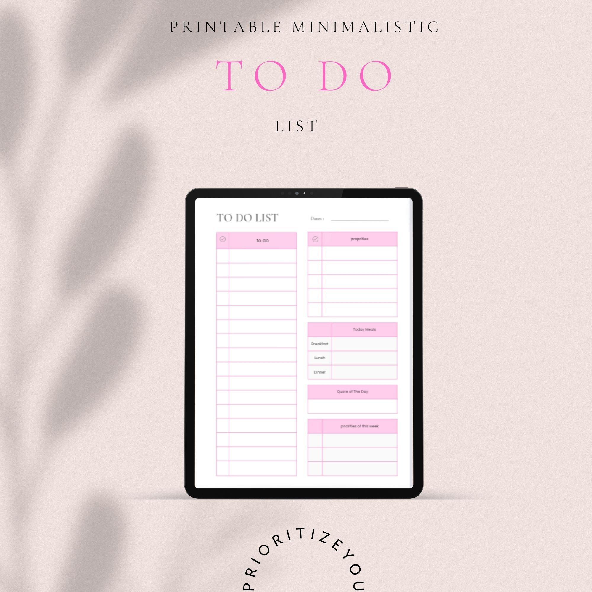 Minimalistic TO DO List Pink | Printable | Digital | Digital to Do ...