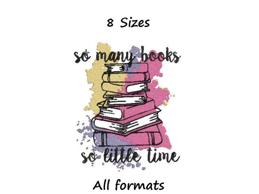 Stack of Books Machine Embroidery Design, Student Study Embroidery ...