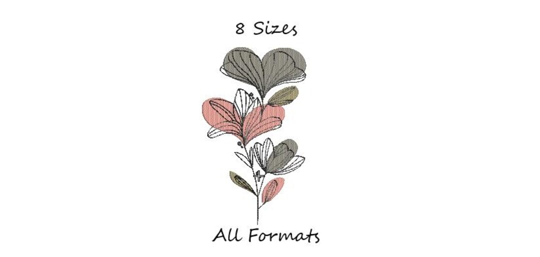 Flower Machine Embroidery Design, Floral Embroidery, 8 Sizes, Instant ...