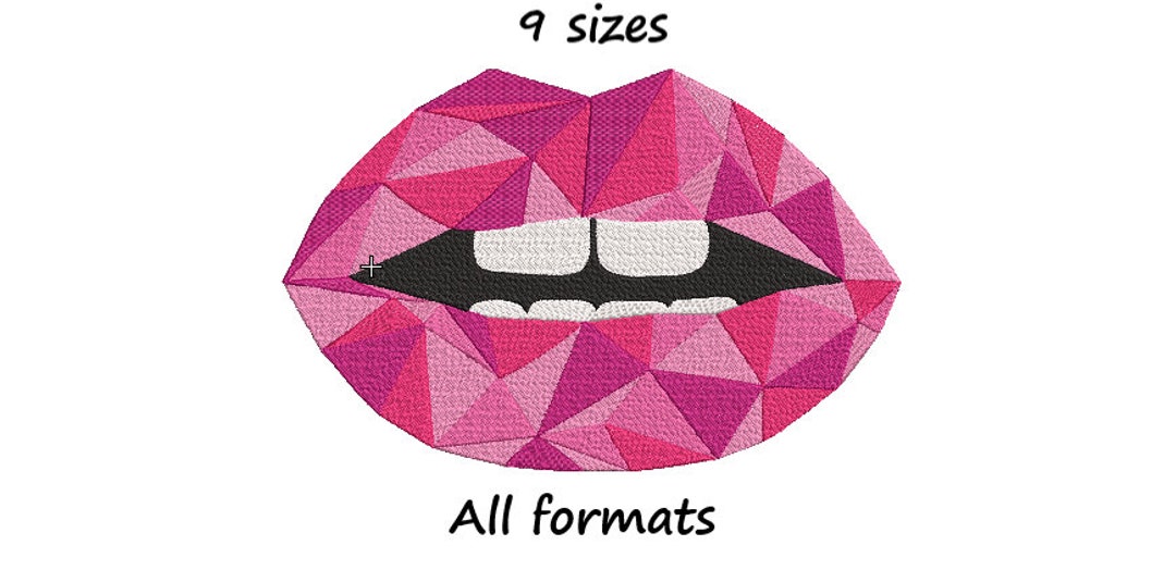 Lips Machine Embroidery Design, Polygon Embroidery, Mosaic Embroidery ...