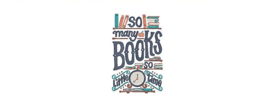 Books Machine Embroidery Design, Library Embroidery, Bookworm ...