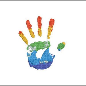 Rainbow Handprint Embroidery Design, Colorful Baby Hand Print, Kids ...
