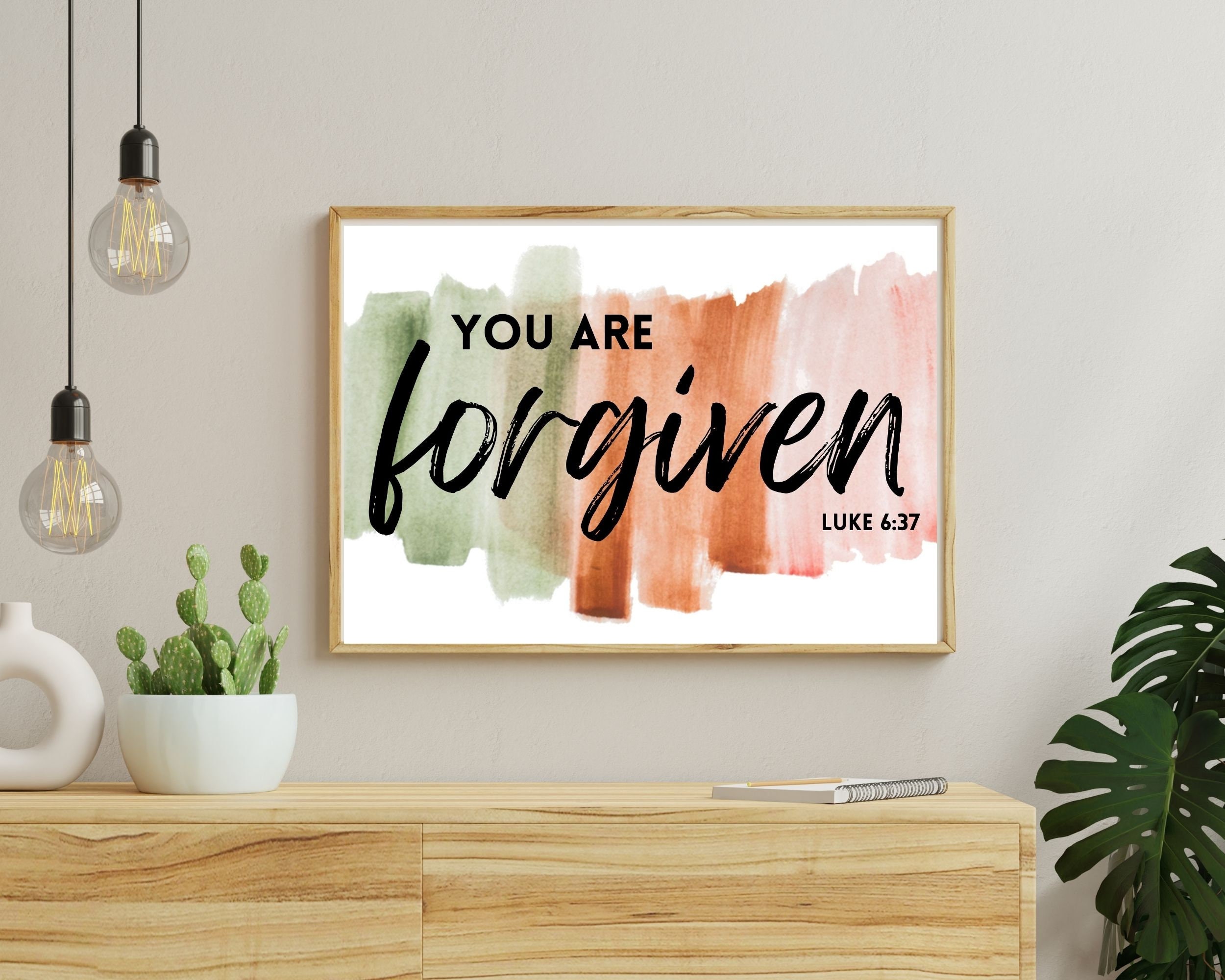 You Are Forgiven Digital Download, Printable Bible Verse Wall Art, Luke ...