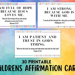 30 Biblical Christian Affirmation Cards for Children, Printable Digital ...