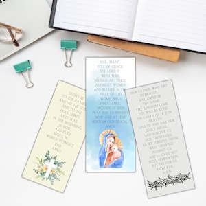 Printable Prayer Bookmarks, Hail Mary Our Father and Glory Be Digital Download Bookmarks, Set of ...