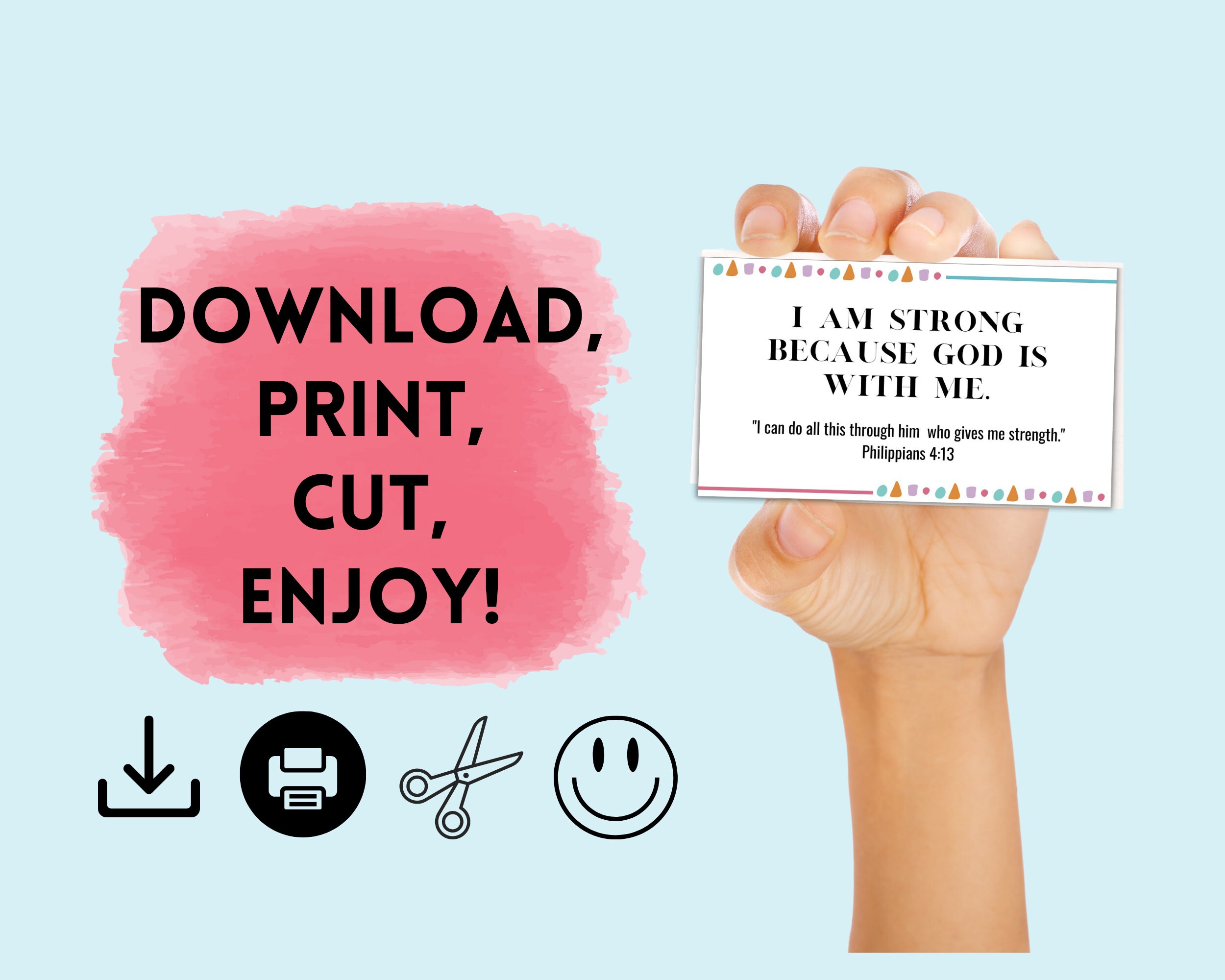 30 Biblical Christian Affirmation Cards for Children, Printable Digital ...