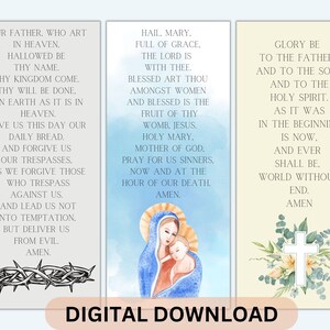 Printable Prayer Bookmarks, Hail Mary Our Father and Glory Be Digital ...