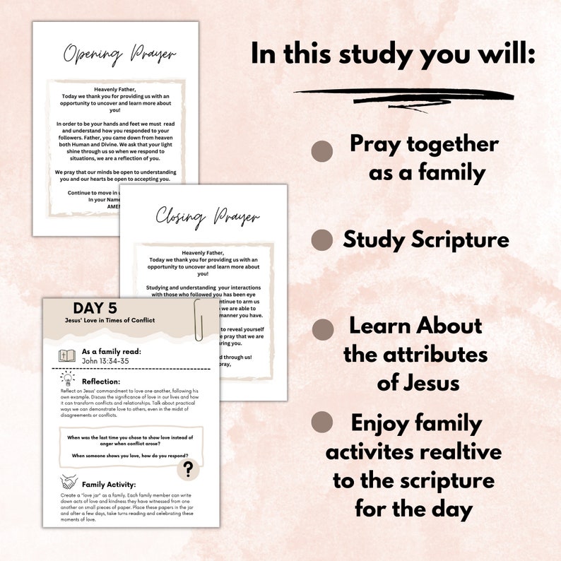 15 Day Family Bible Studyguide on the Attributes of Jesus, Printable ...