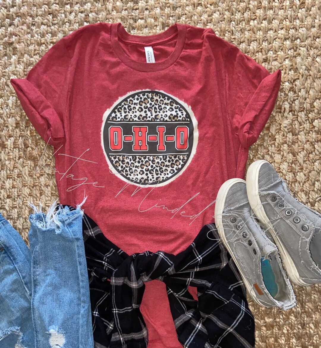 Buckeye Football OHIO Leopard Bleached Graphic Tee the Buckeye State - Etsy