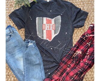 The Buckeye State Buckeye Football Bleached Graphic Tee - Etsy