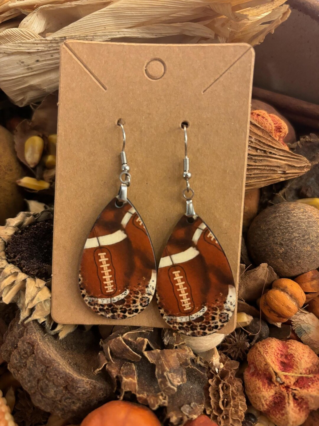 Leopard Football Teardrop Sublimation Earrings - Etsy