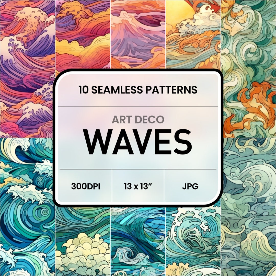 Waves• art Deco • 10 Patterns Seamless - Etsy