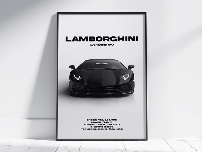 Lamborghini Aventador SVJ Poster – Supercar Wall Art Print – Exotic Car ...