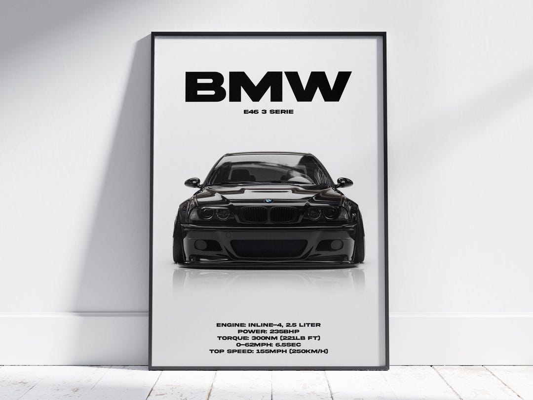 BMW E46 3 Series Car Poster – Sports Car Wall Art Print – Modern Garage ...