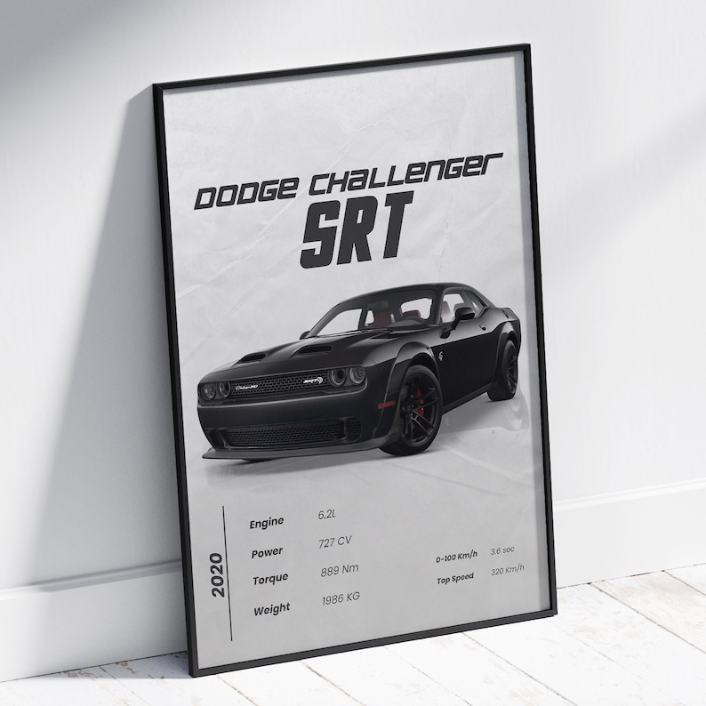 Car Poster Dodge Challenger SRT - Etsy