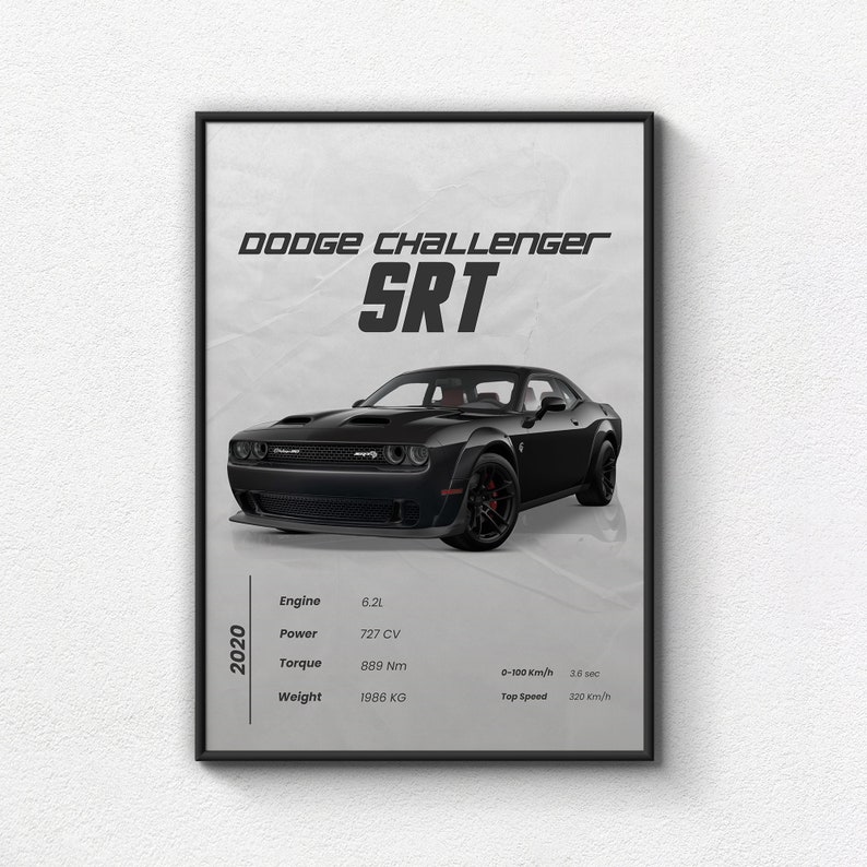 Car Poster Dodge Challenger SRT - Etsy