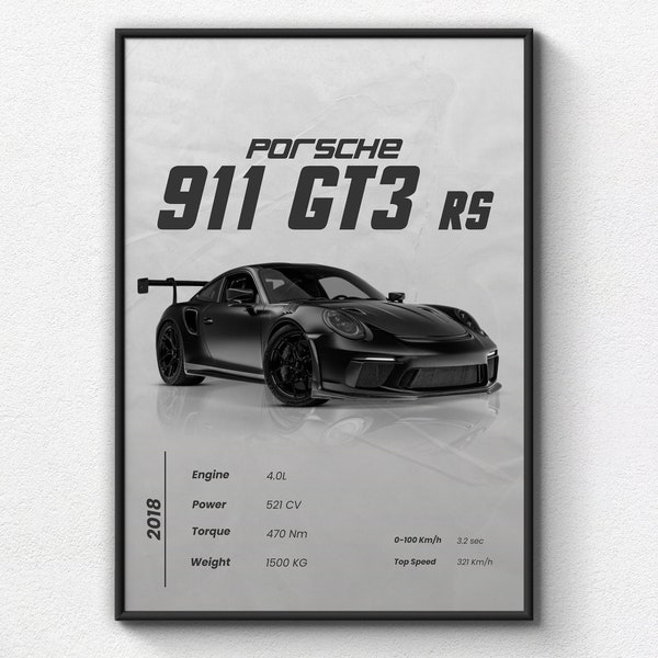Porsche 911 gt3 rs poster - Etsy Nederland