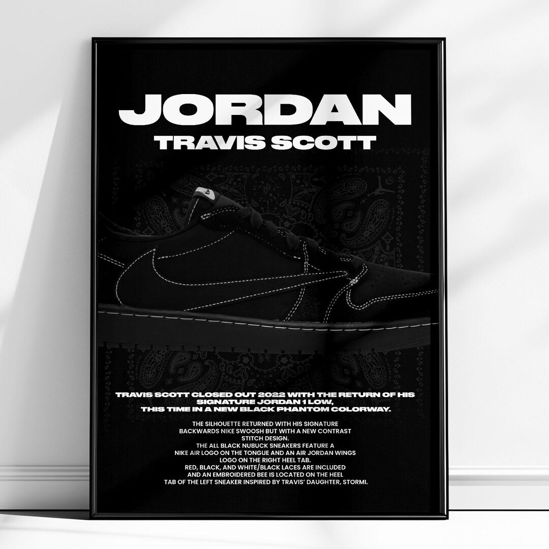 Sneaker Poster Jordan 1 Low Travis Scott Art on the Wall With or ...