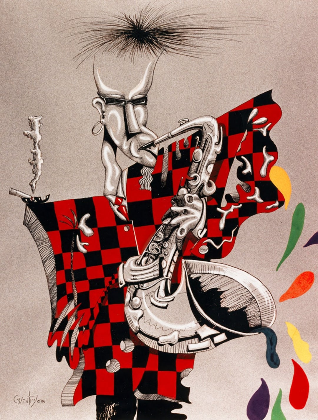 Unique Fine Art Print, HOLY FUNK, Sax Player Art, Unique Wall Art, Jazz ...