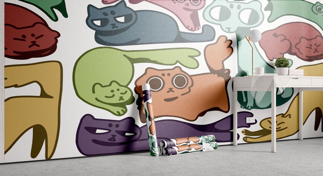 Icky's Whole Cat Family Wallpaper - Etsy