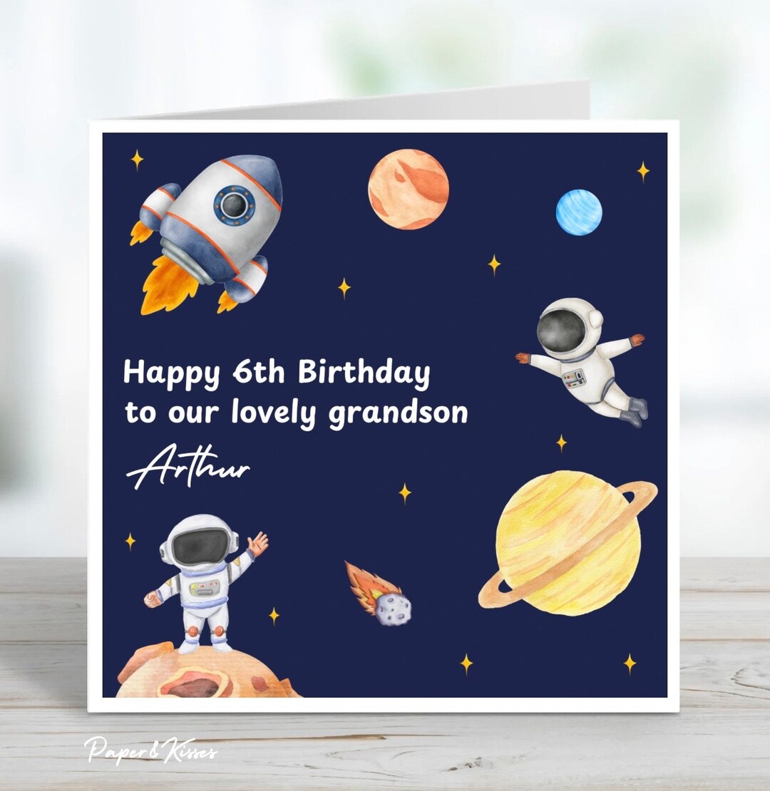 Personalised Space Themed Birthday Card Children, Space, Planets, Space ...