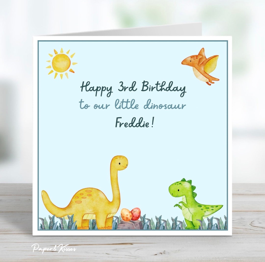 Personalised Dinosaur Themed Birthday Card Children, Dinosaurs, Dinos ...