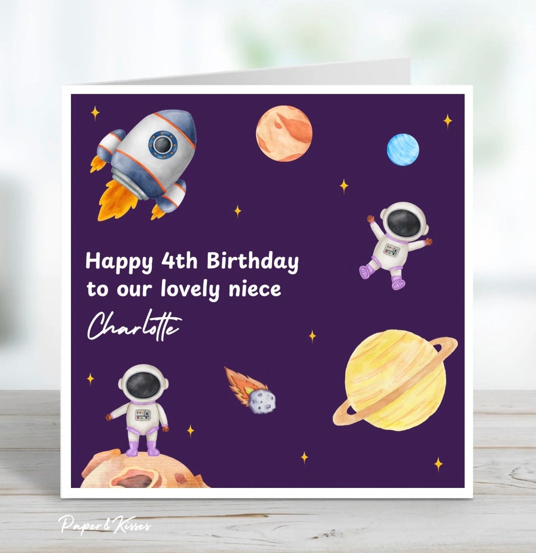 Personalised Space Themed Birthday Card Children, Space, Planets, Space ...