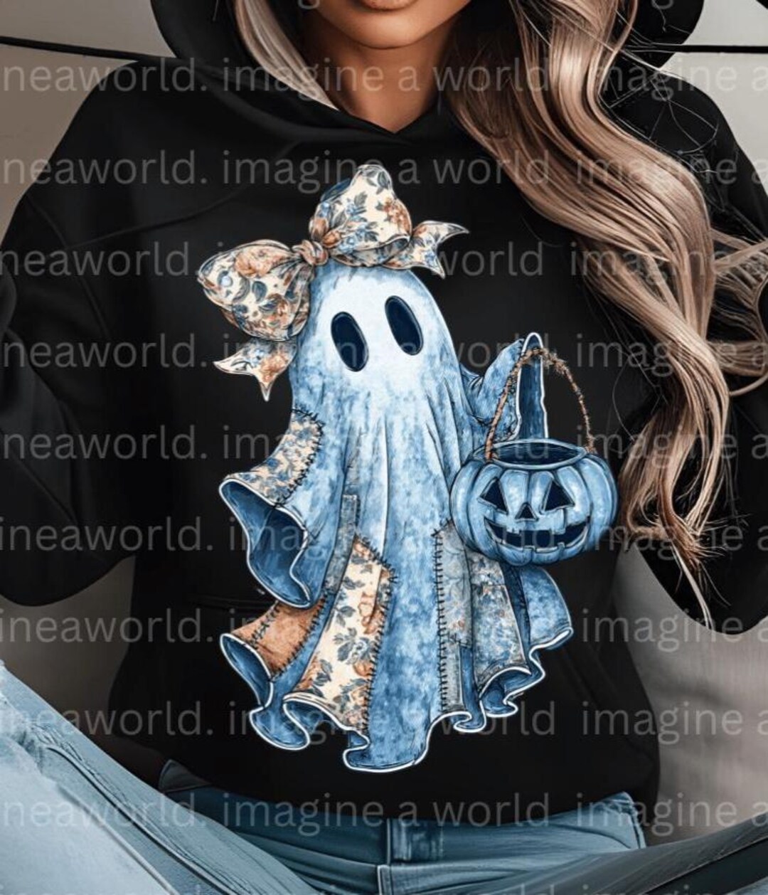 Retro Denim Ghost PNG: Spooky Season Digital Download - Etsy