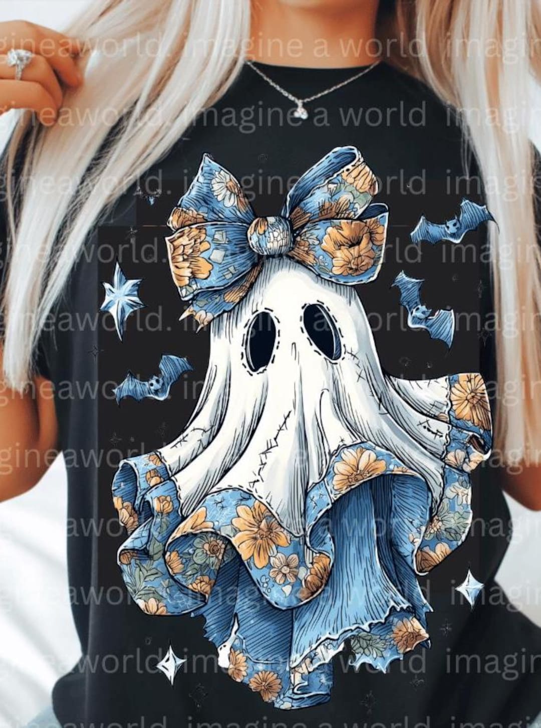 Retro Denim Ghost PNG: Spooky Season Digital Art - Etsy