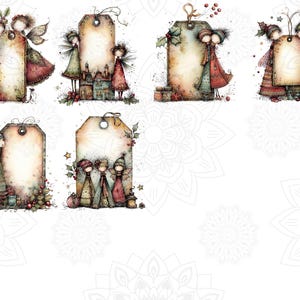 42 Christmas Vintage Whimsical Quirky Angel Gift Tags PNG Digital ...