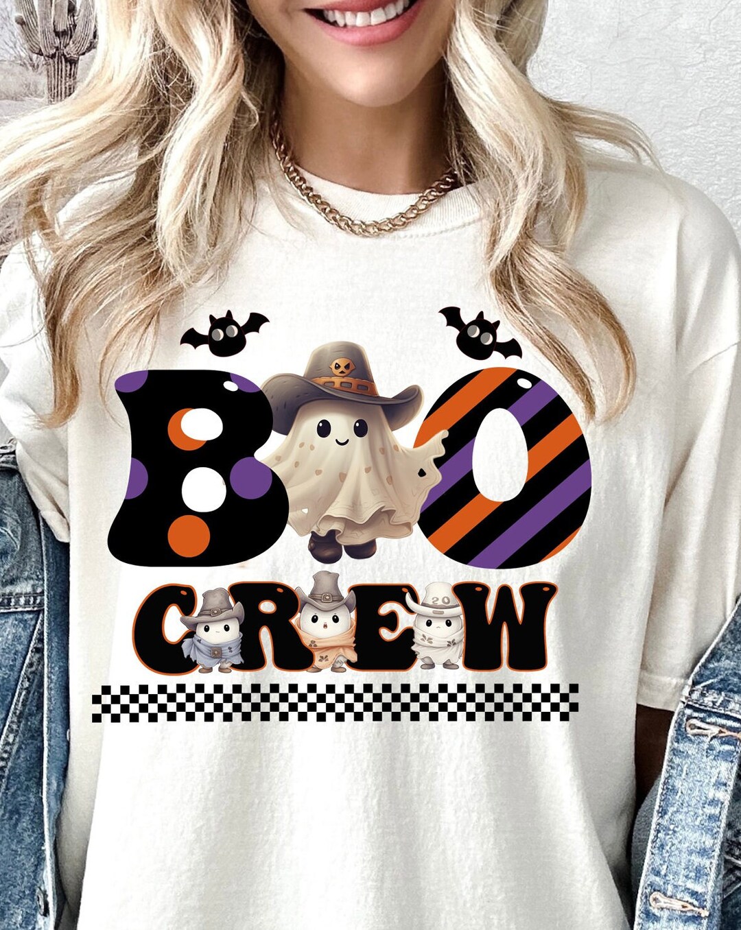 Retro Halloween Boo Crew PNG: Ghost Cowboy Hat T-shirt Design - Etsy
